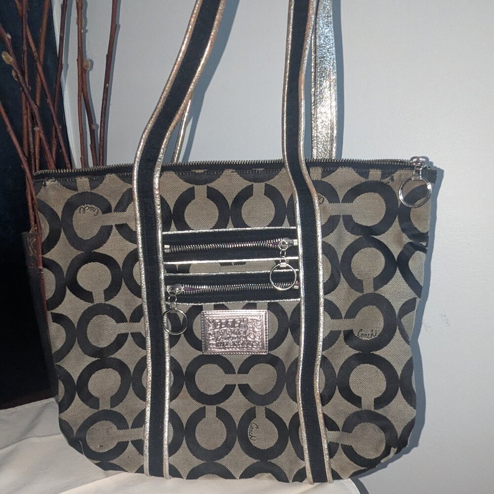 Coach - Poppy Op Art Glam Y2k Tote - Signature C - Gem